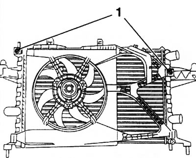 Removal and installation the cooling system radiator (Opel Corsa C 2000 ...