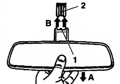 Removal and installation interior rear view mirror (Opel Corsa C 2000 ...