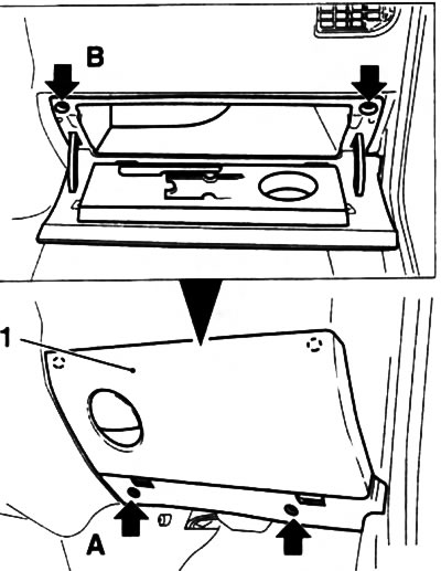 Removal and installation the main storage compartment (Opel Corsa C ...