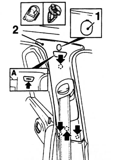 Removal and installation the B-pillar trim (Opel Corsa C 2000-2006 ...