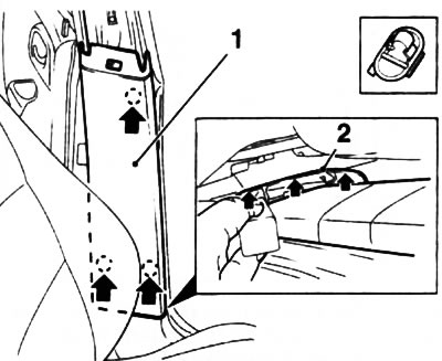 Removal and installation the B-pillar trim (Opel Corsa C 2000-2006 ...