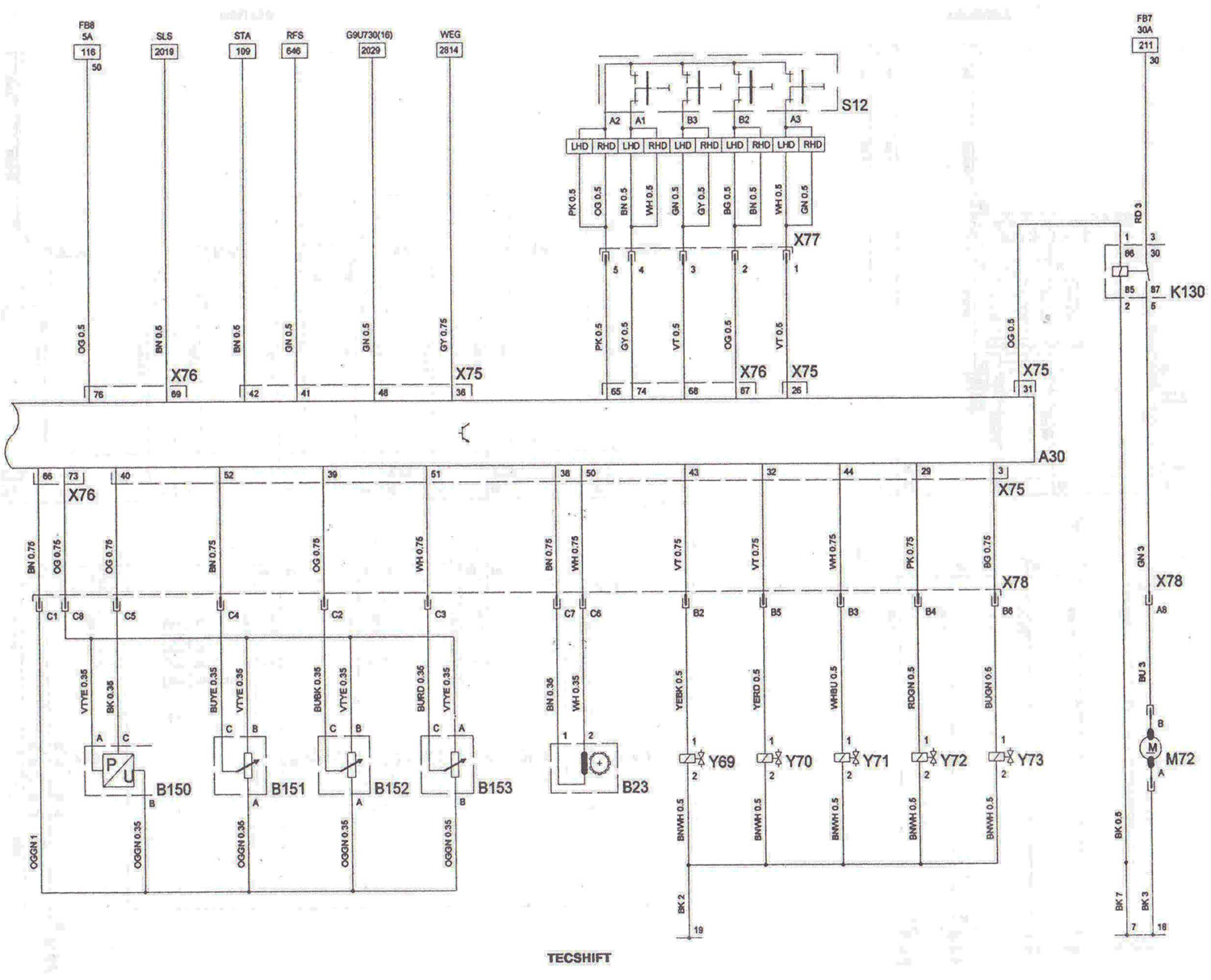 TECSHIFT automated gearbox (Opel Vivaro A 2001-2014: Electrical ...