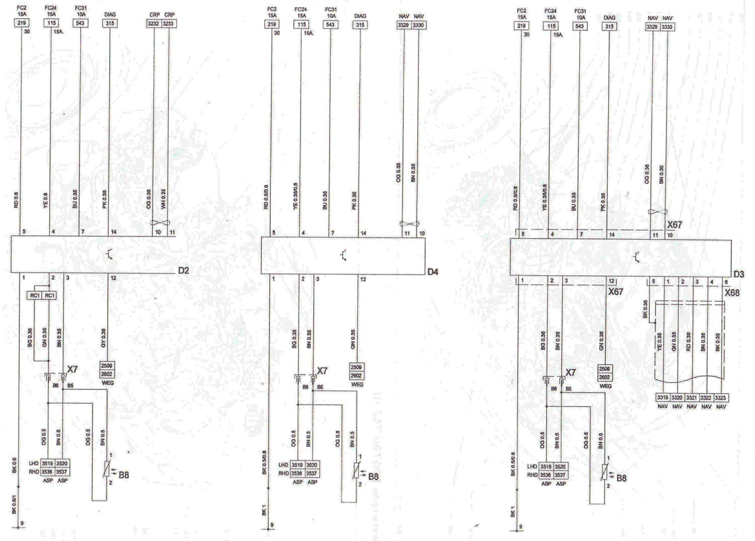 Information displays (Opel Vivaro A 2001-2014: Electrical equipment: Electrical diagrams)