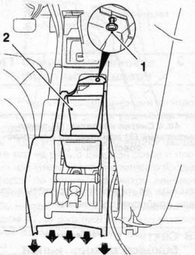 Removal and installation the central console of the passenger ...